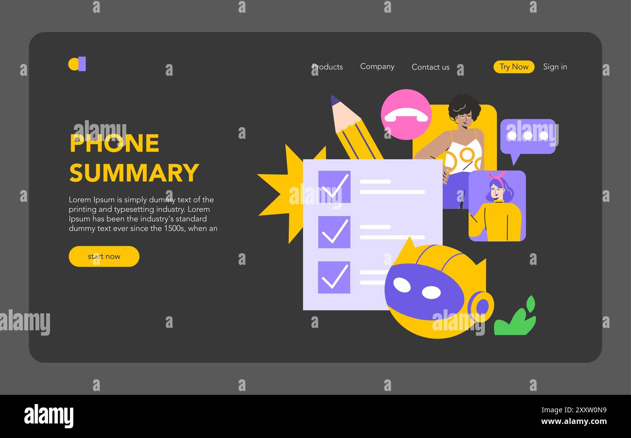 Mobile AI concept. Web landing page interface highlighting phone ...