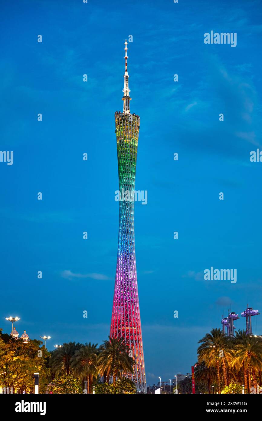 The Canton Tower, a 604-meter-tall modern multipurpose structure ...