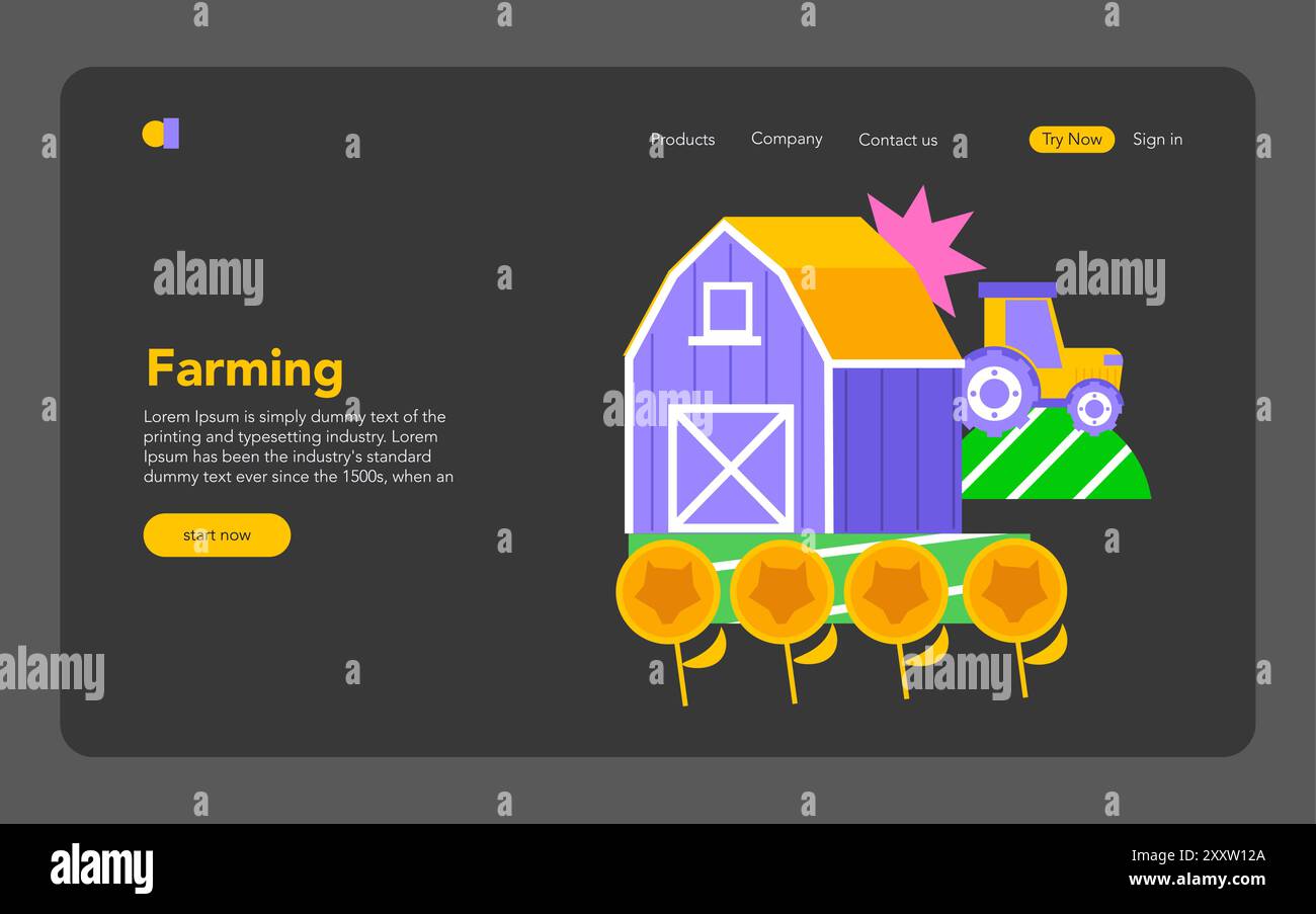 Agriculture landing page concept. Website design featuring a barn ...