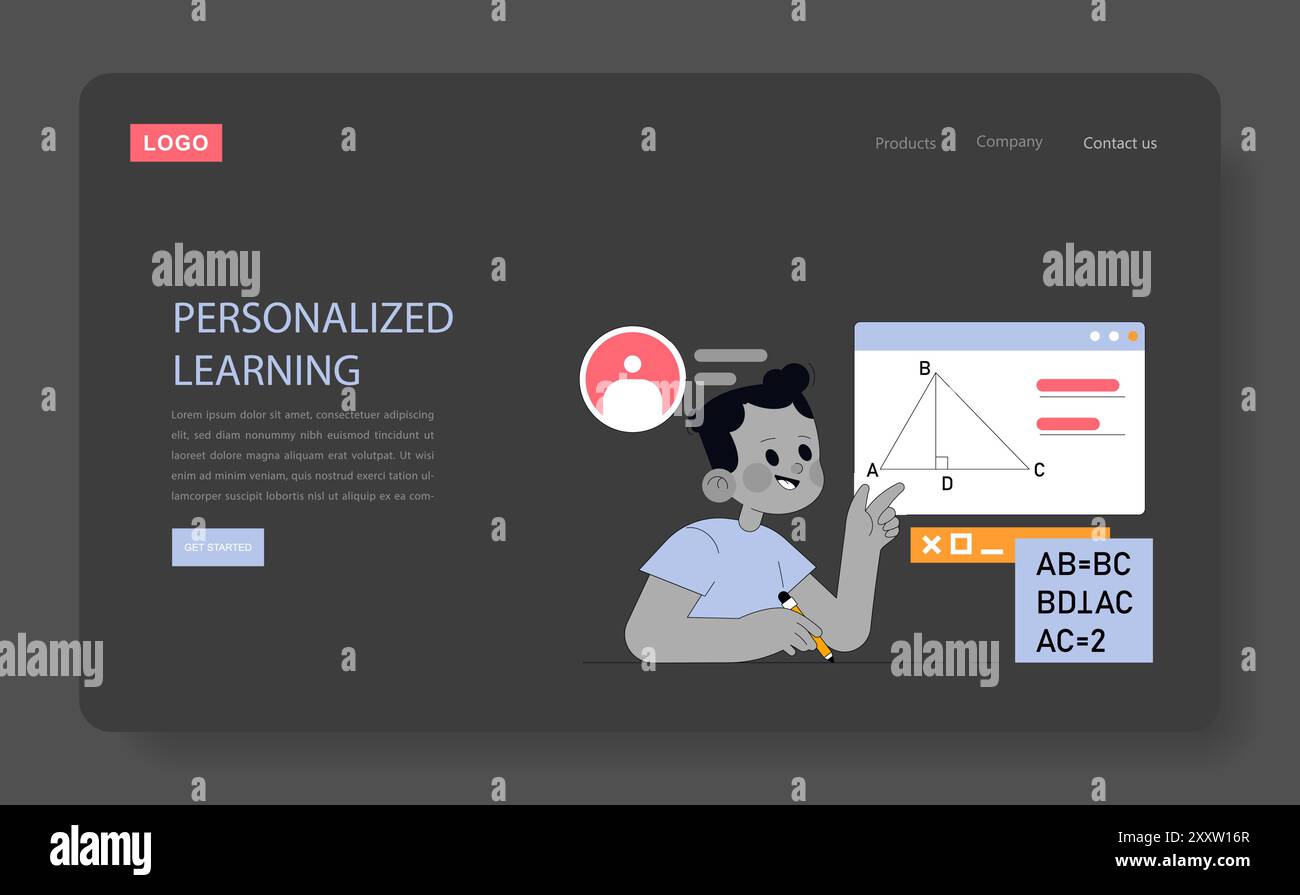 Education concept. Engaging online geometry lesson with a smiling boy interacting on a digital ...