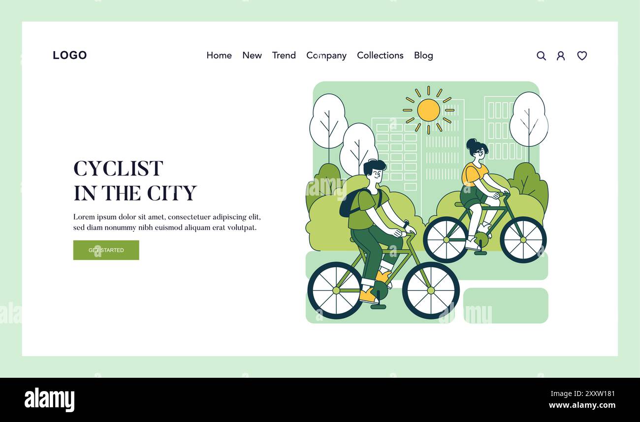 World Car Free Day concept. Illustration of cyclists riding through an ...