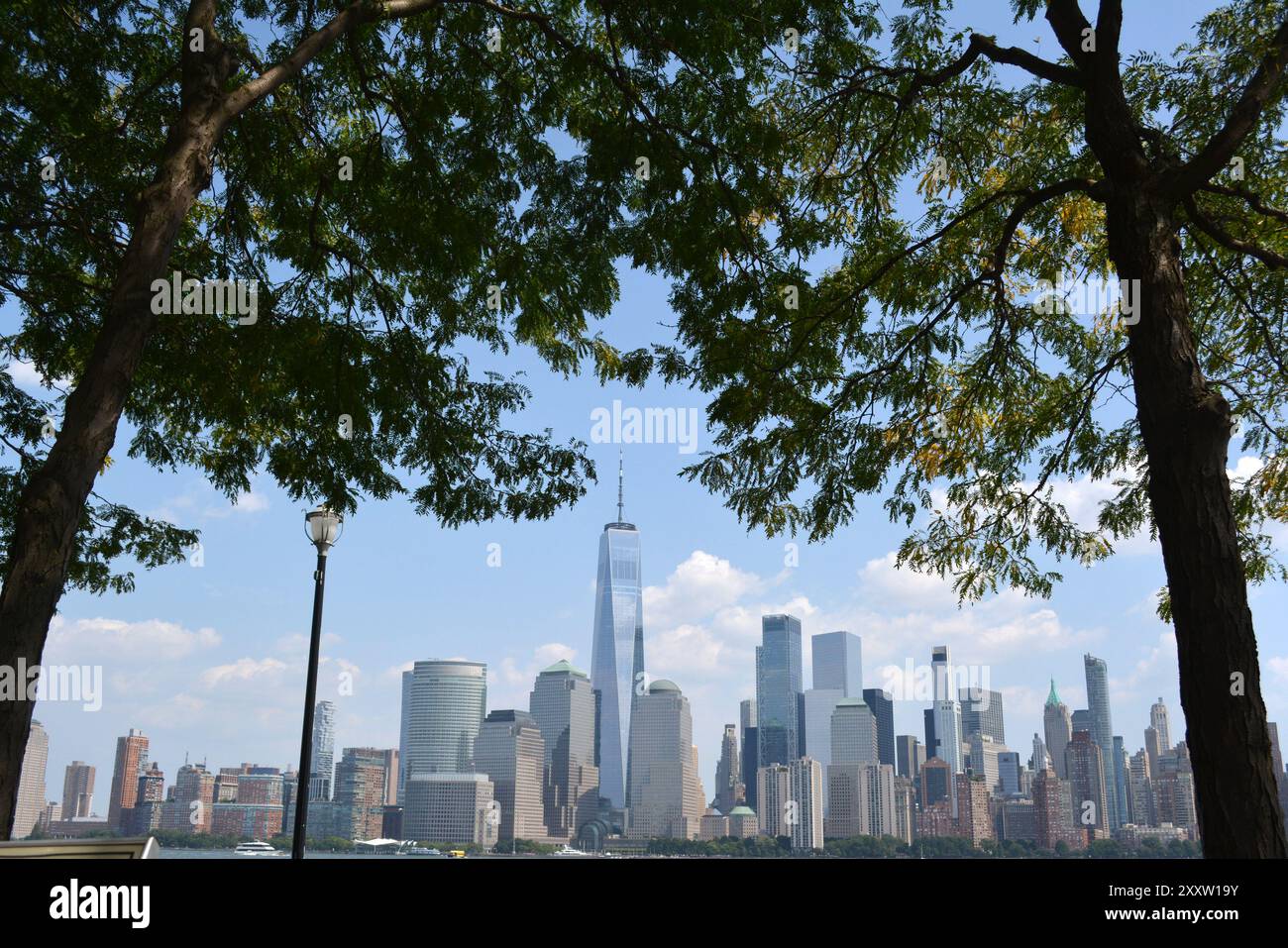 Lower Manhattan skyline along the Hudson River as viewed from Jersey ...