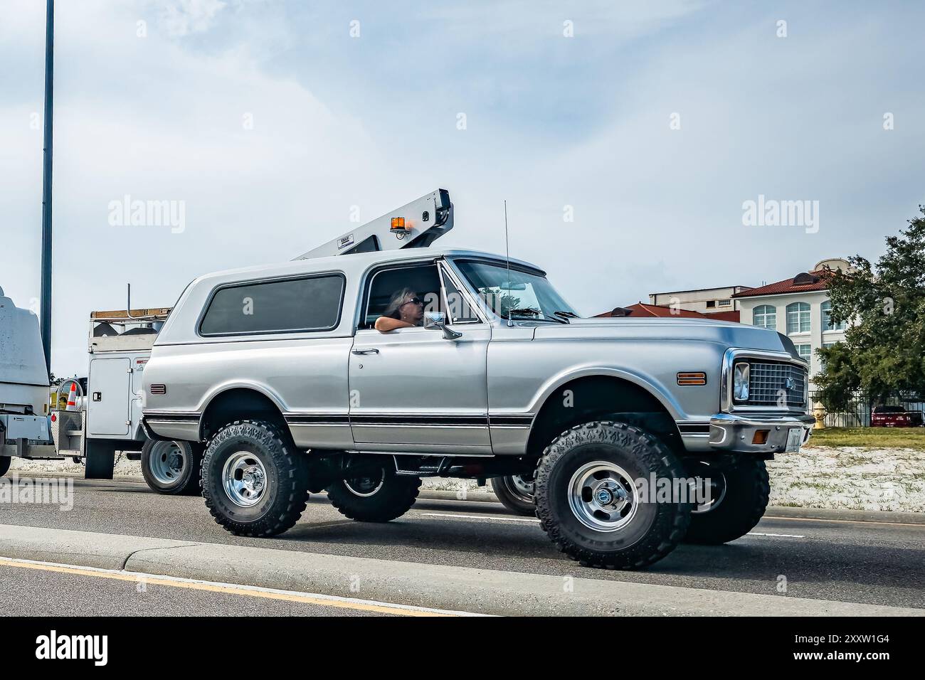 Gulfport, MS - October 05, 2023: Low perspective side view of a 1972 ...