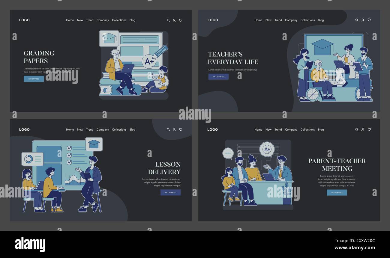 Teacher's daily routine set. Capturing moments from break time to ...