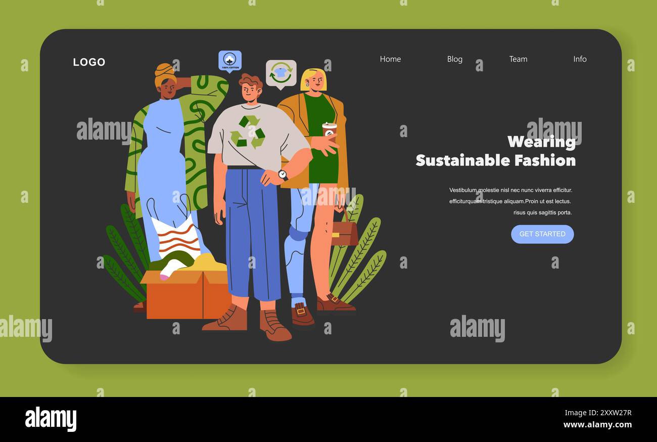 Sustainable Fashion Lifestyle concept. Illustrated diverse characters ...
