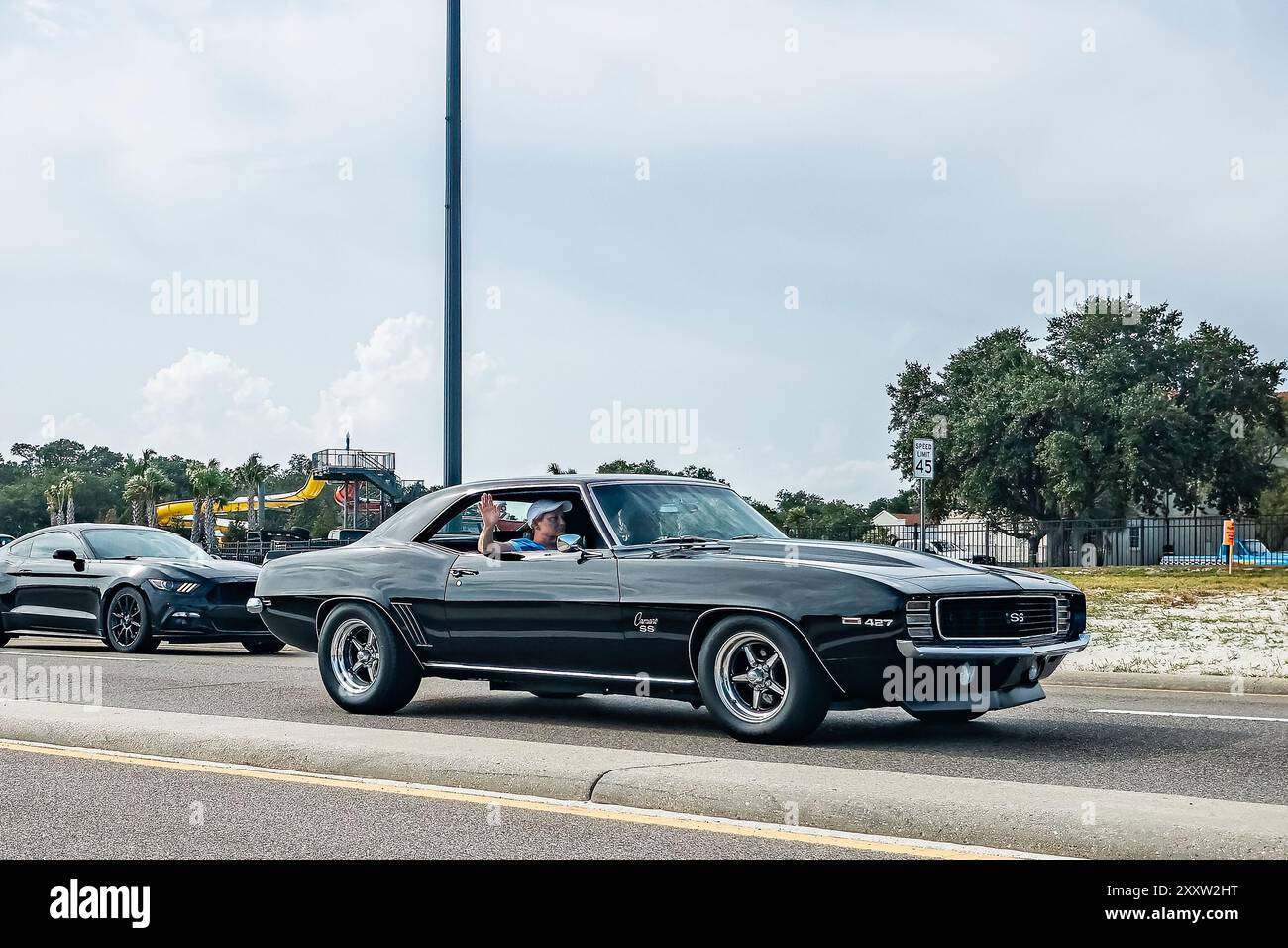 Gulfport, MS - October 05, 2023: Wide angle front corner view of a 1969 ...