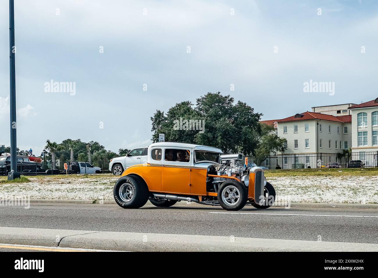 Gulfport, MS - October 05, 2023: Wide angle front corner view of a 1932 ...