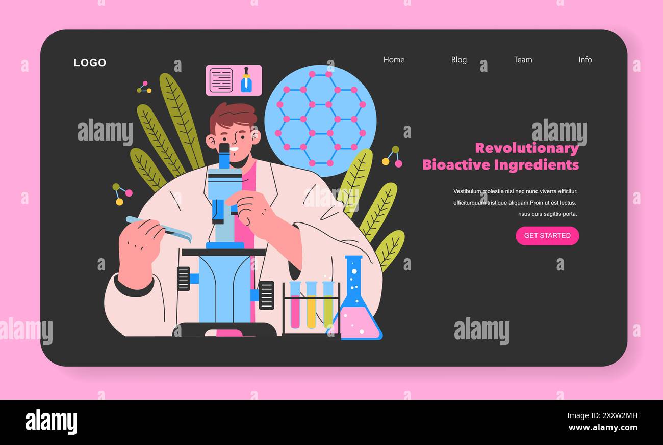 Skincare Innovation concept. Scientist examining compounds through a ...