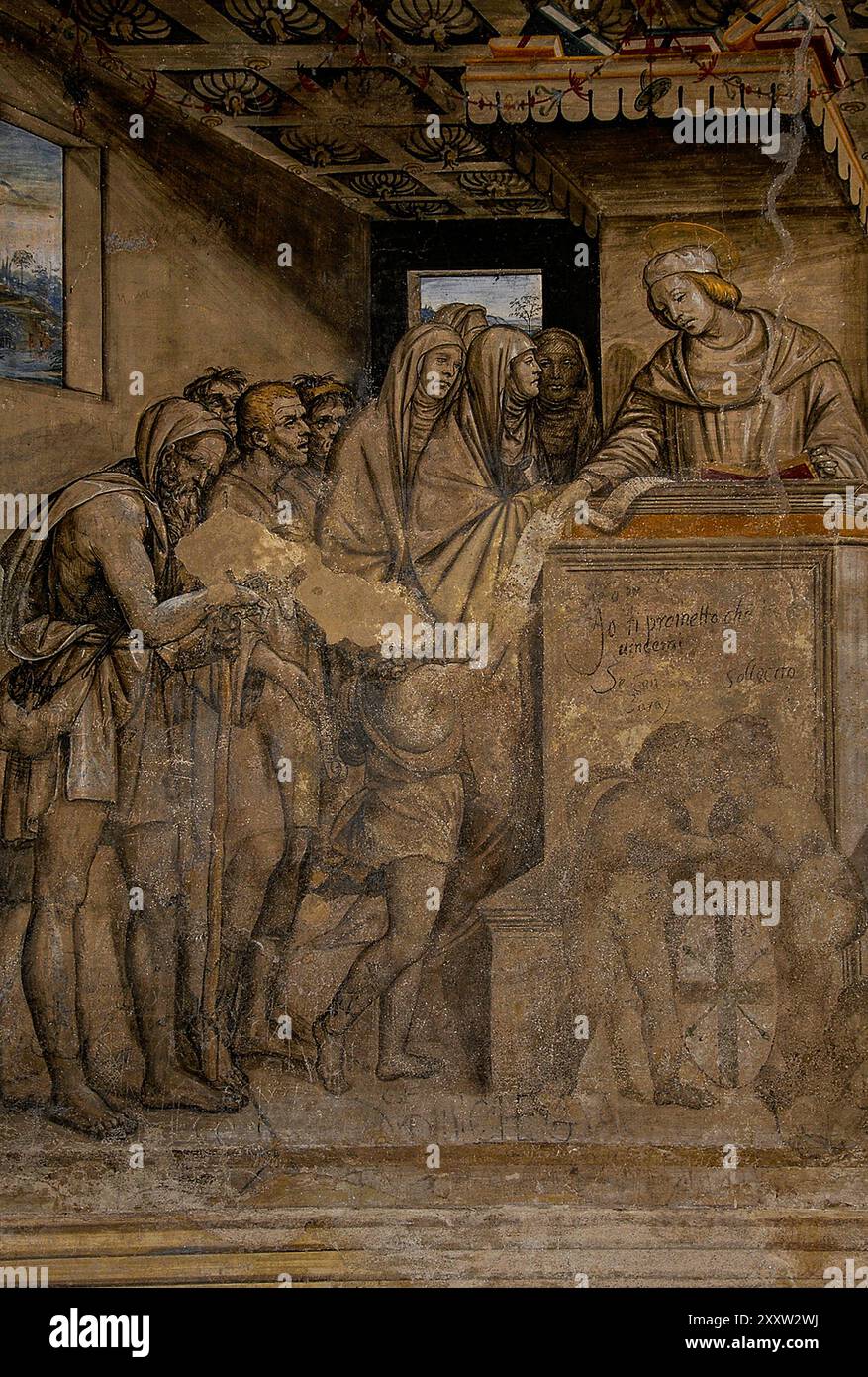 Chiaroscuro fresco by Giovanni Antonio Bazzi (1477 - 1549) known in his ...