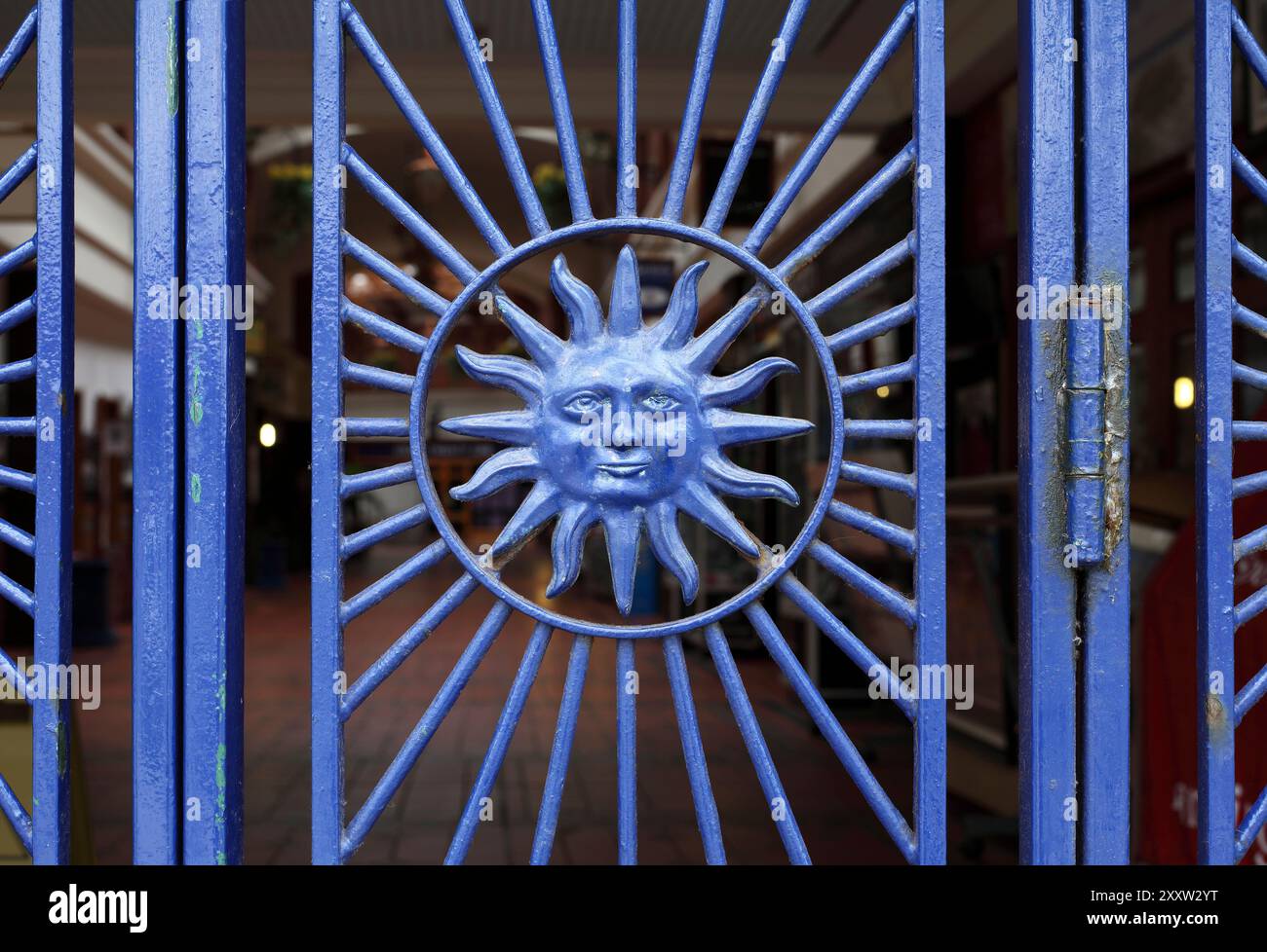 A sun face on the entrance gates to Llandudno's Victoria Shopping ...