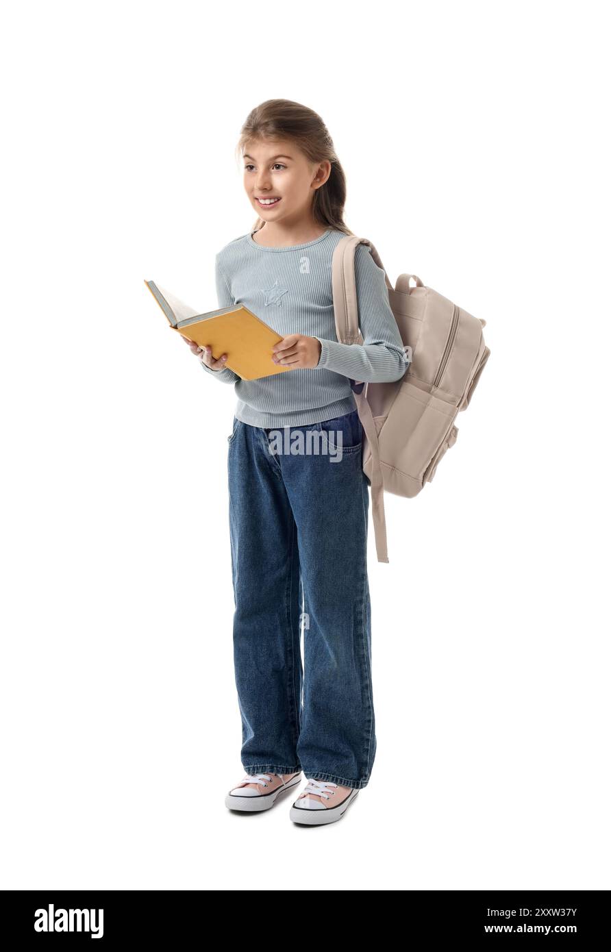 Girl backpack book on hi-res stock photography and images - Alamy