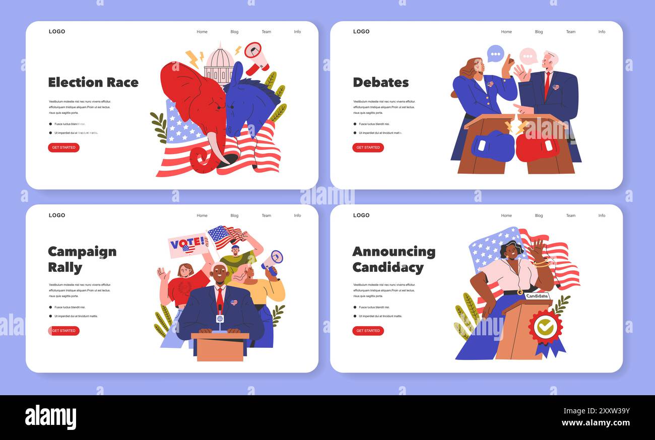 Election Race set. Political competition and democratic debate. Public ...