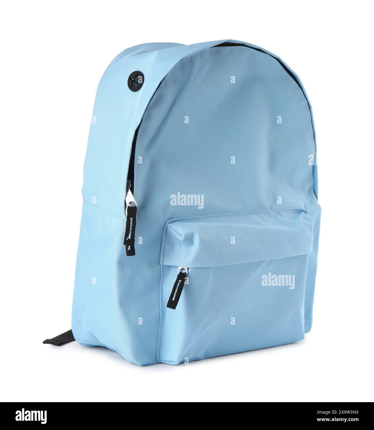 Stylish light blue backpack isolated on white Stock Photo - Alamy