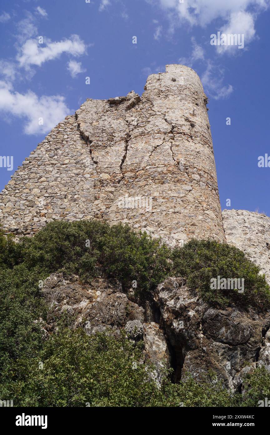 Bastion of the medieval castle in the village of Asklipio in the ...