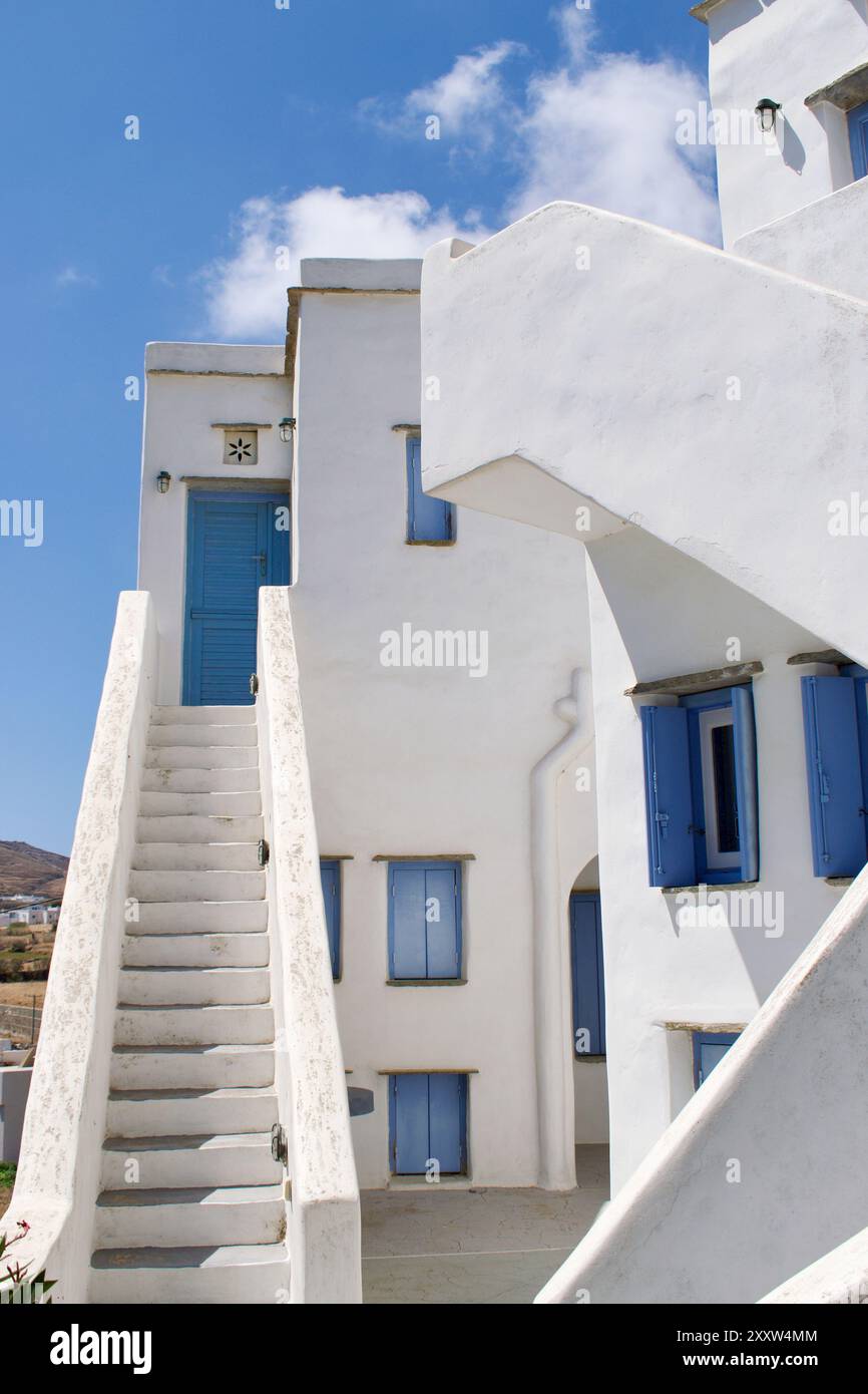 Cycladic house architecture with staircase Stock Photo - Alamy