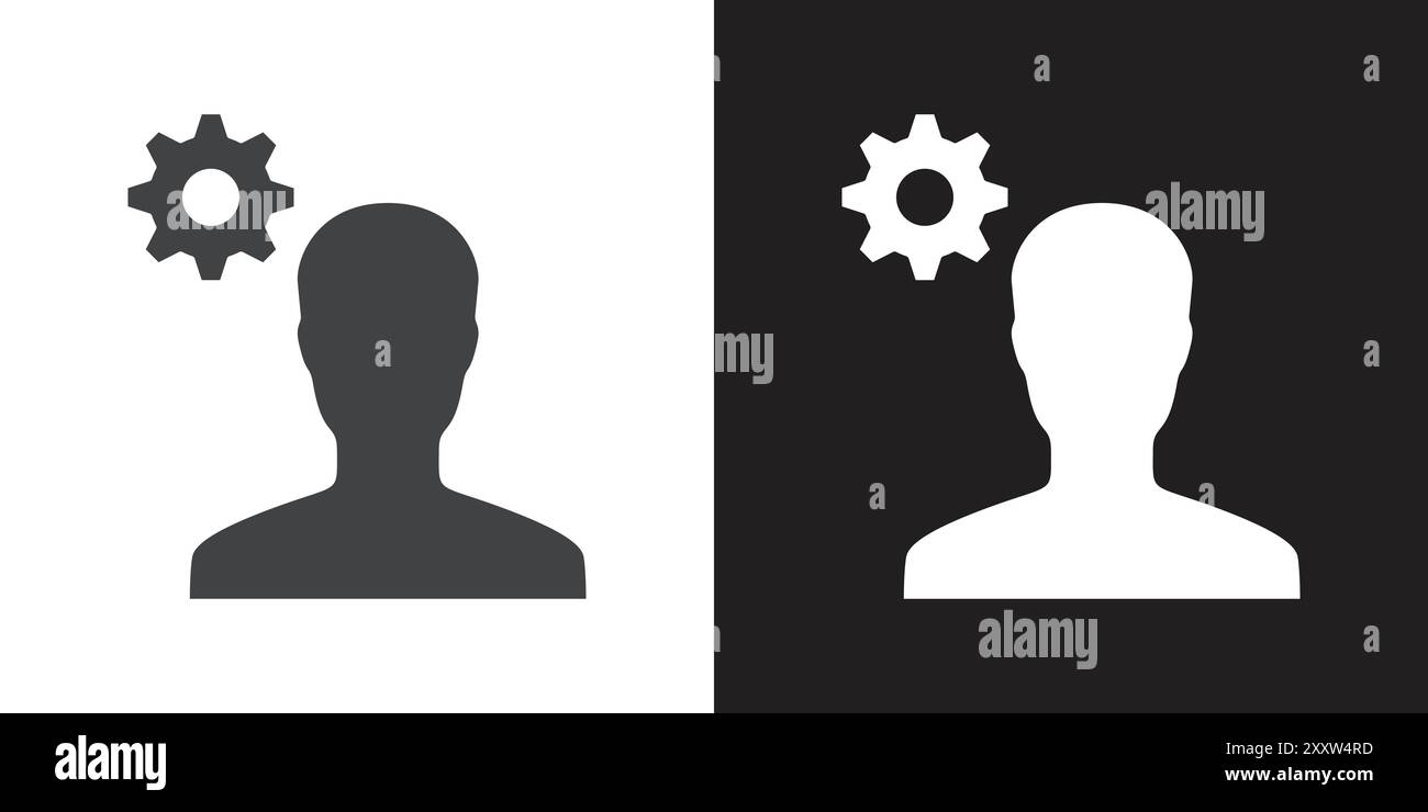 Administrator icon Flat set in black and white color outline vector ...