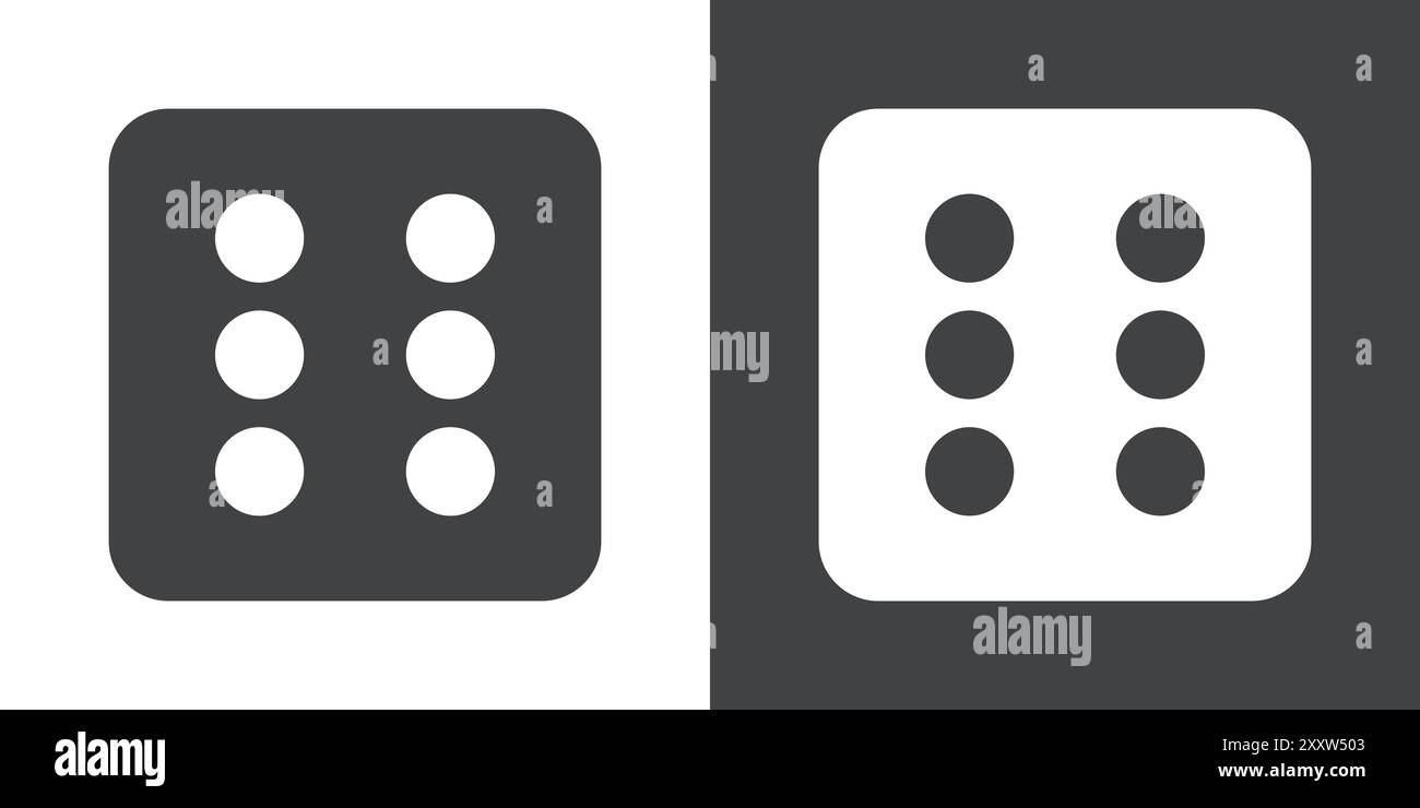 Dice Six Icon Flat set in black and white color outline vector Stock Vector Image & Art - Alamy