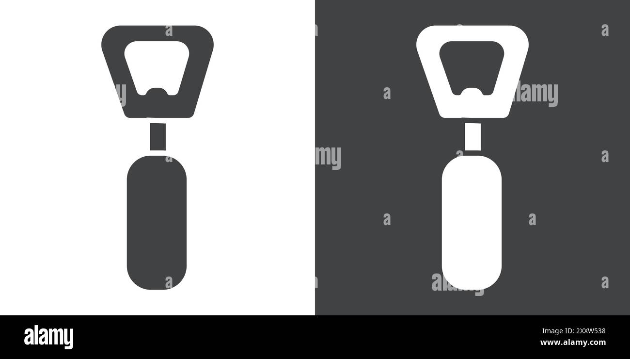 bottle opener icon Flat set in black and white color outline vector ...