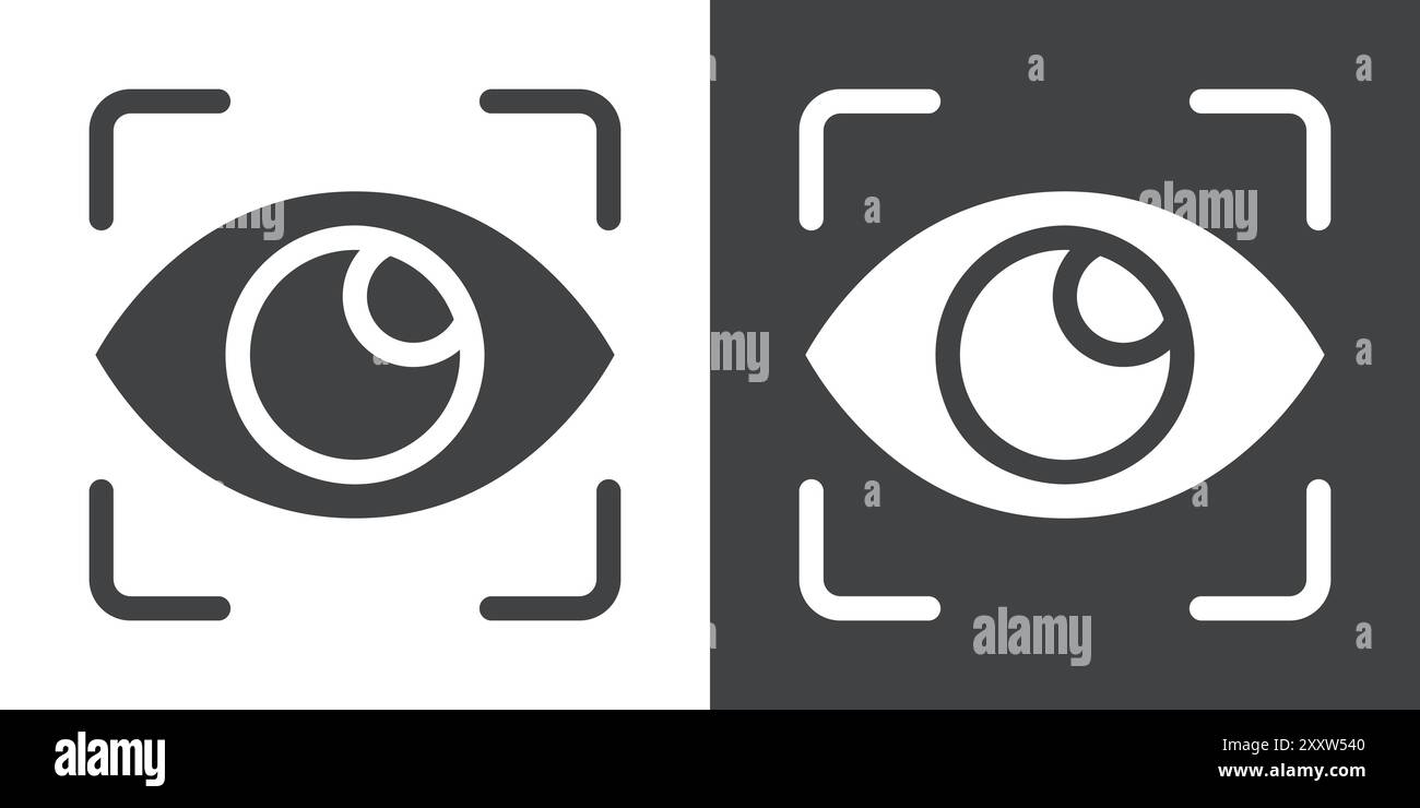 Eye scan icon Flat set in black and white color outline vector Stock Vector Image & Art - Alamy