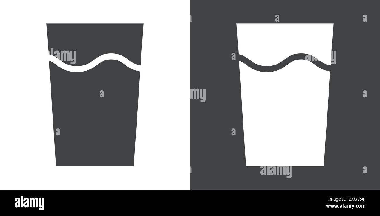 Glass of water icon Flat set in black and white color outline vector Stock Vector Image & Art ...
