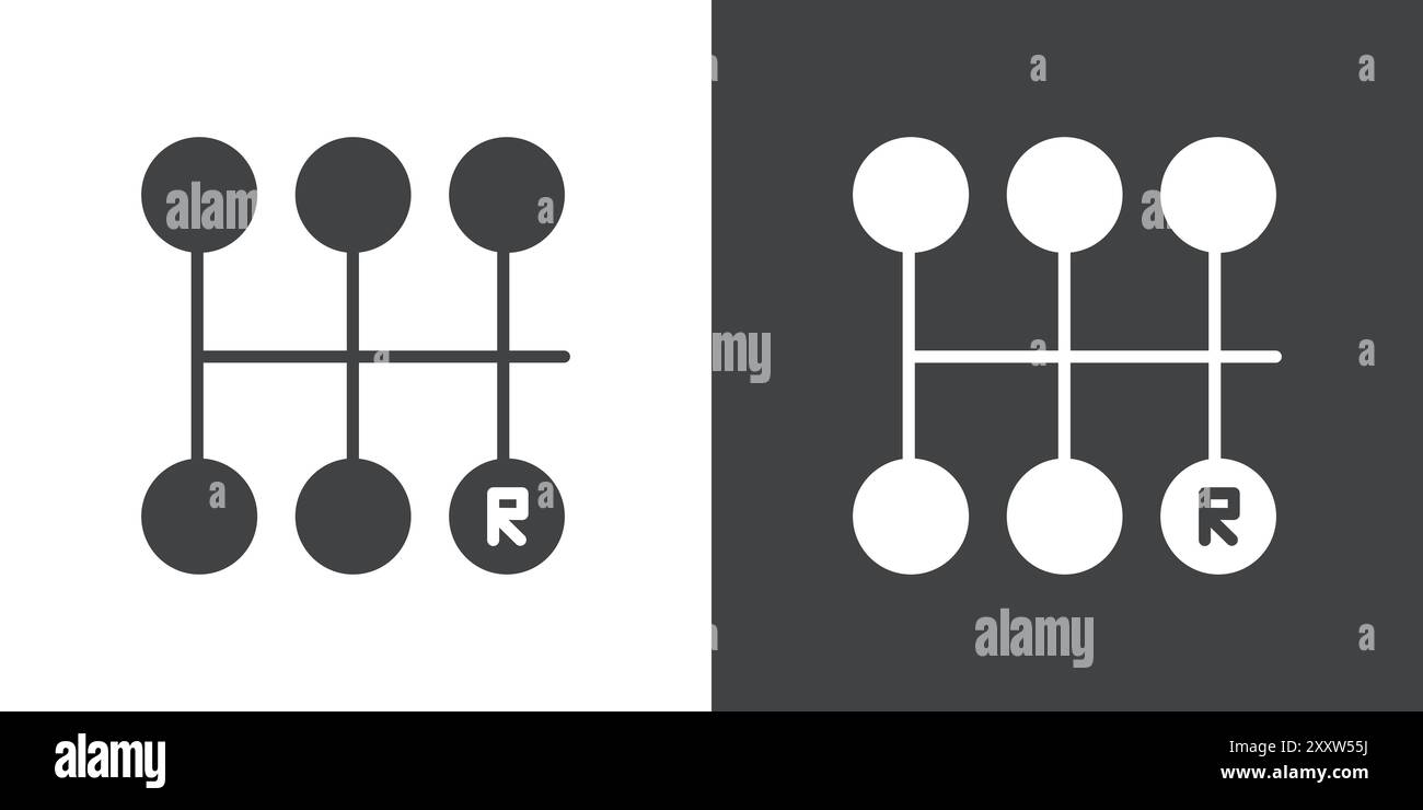 car manual shift lever icon Flat set in black and white color outline vector Stock Vector Image ...