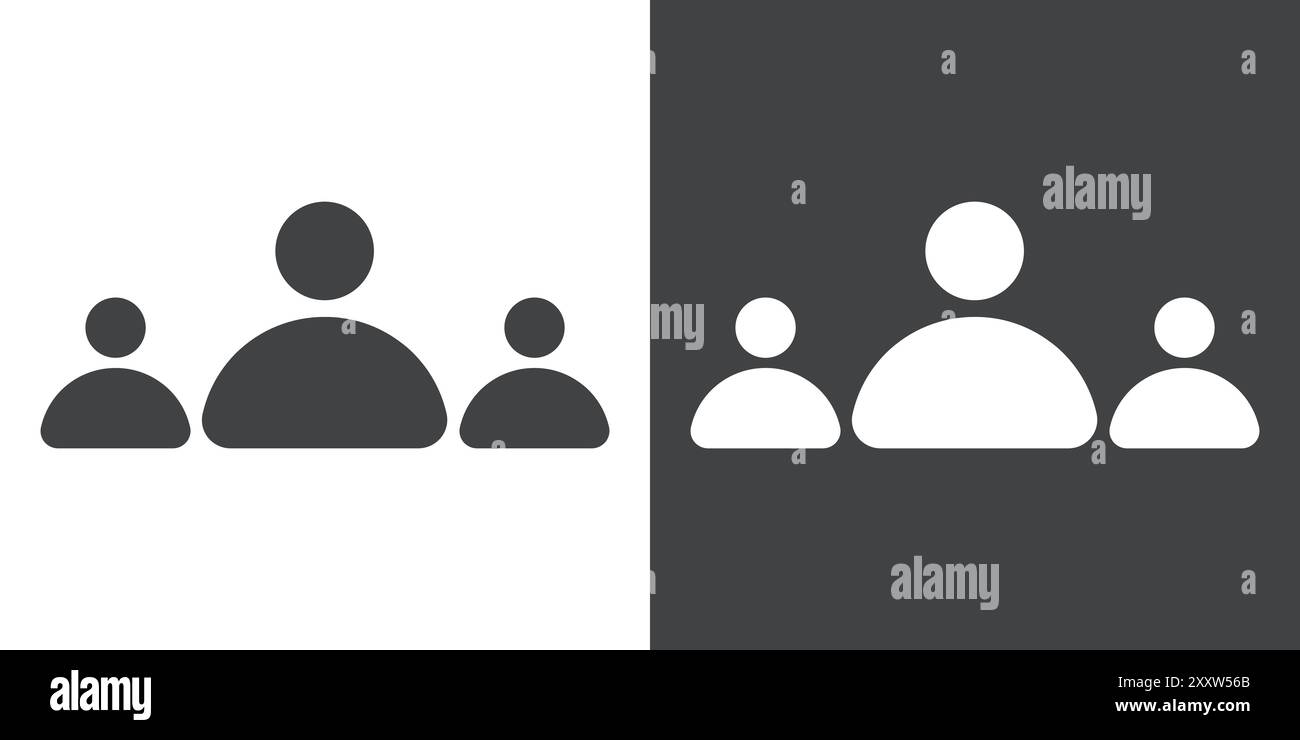 community icon Flat set in black and white color outline vector Stock ...