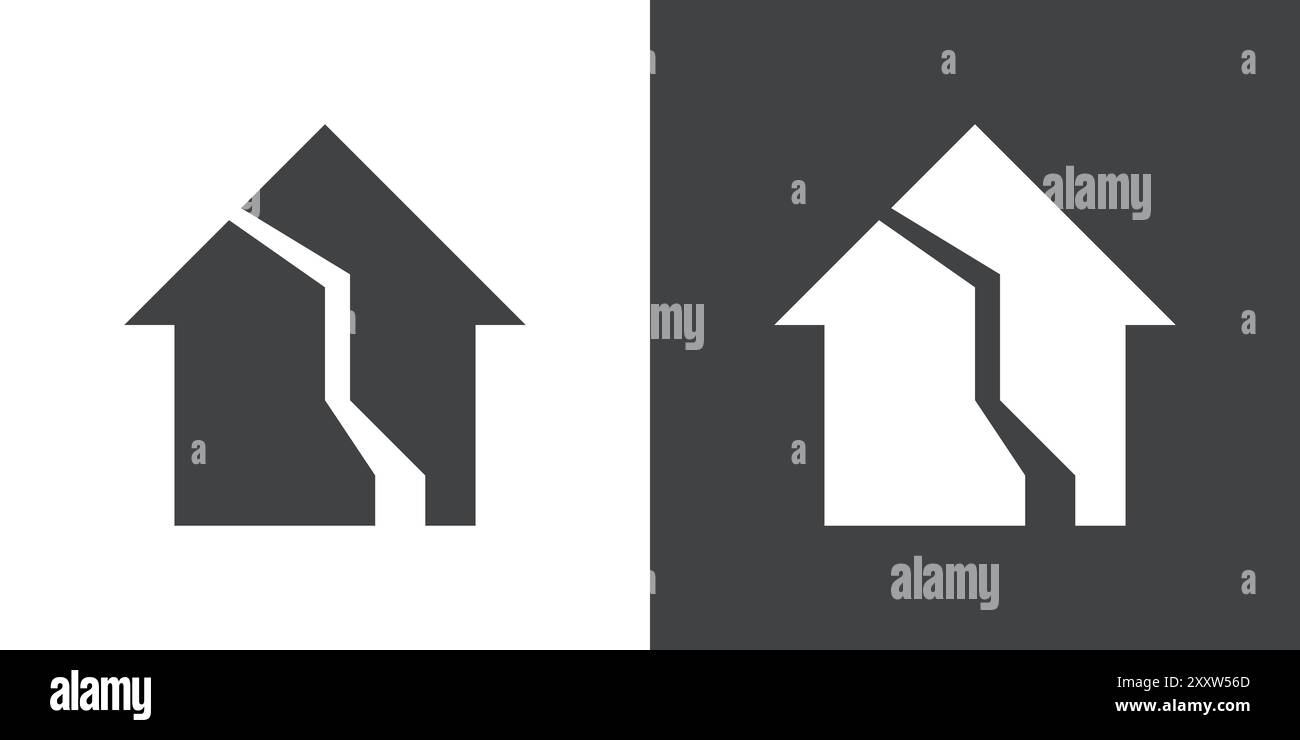 Earthquake icon Flat set in black and white color outline vector Stock ...