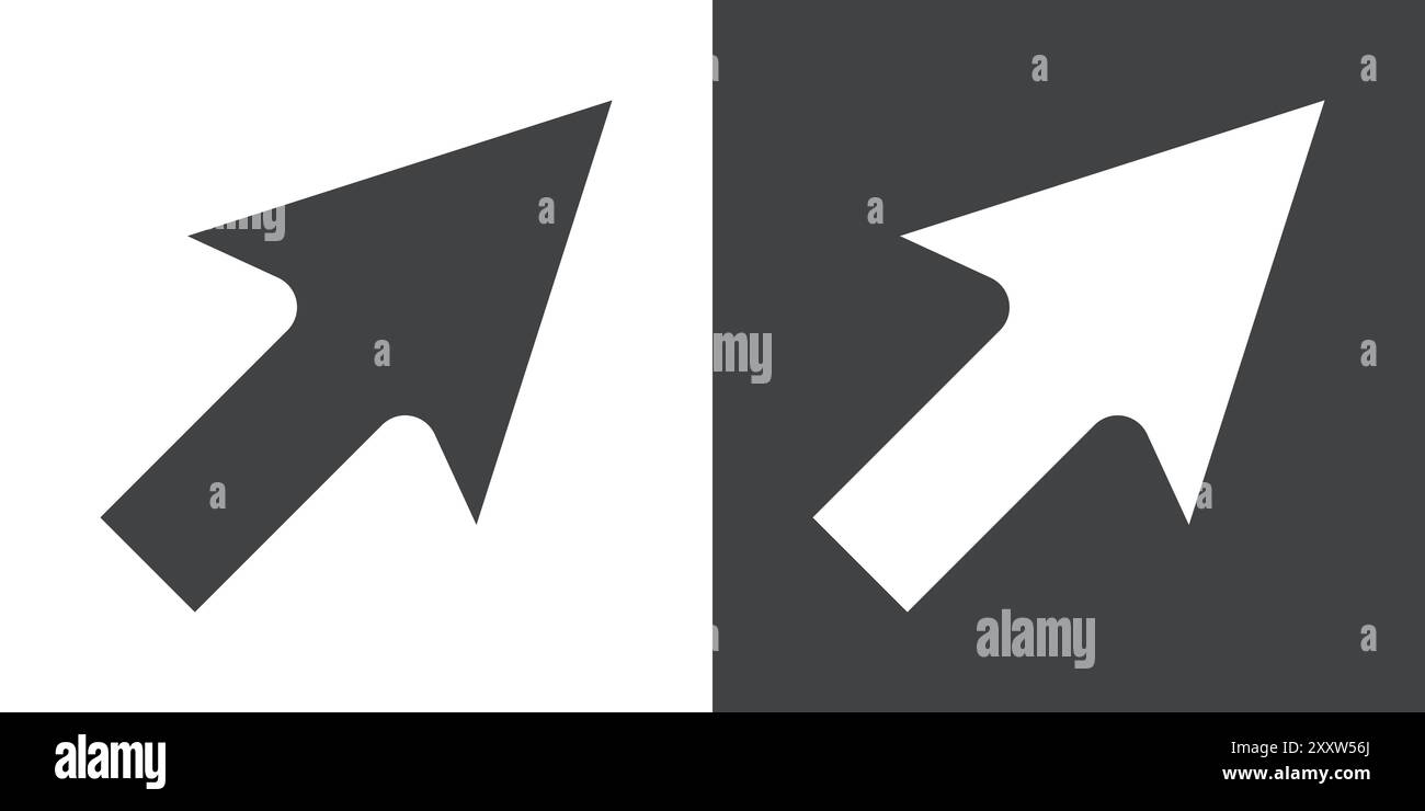 Cursor icon Flat set in black and white color outline vector Stock ...