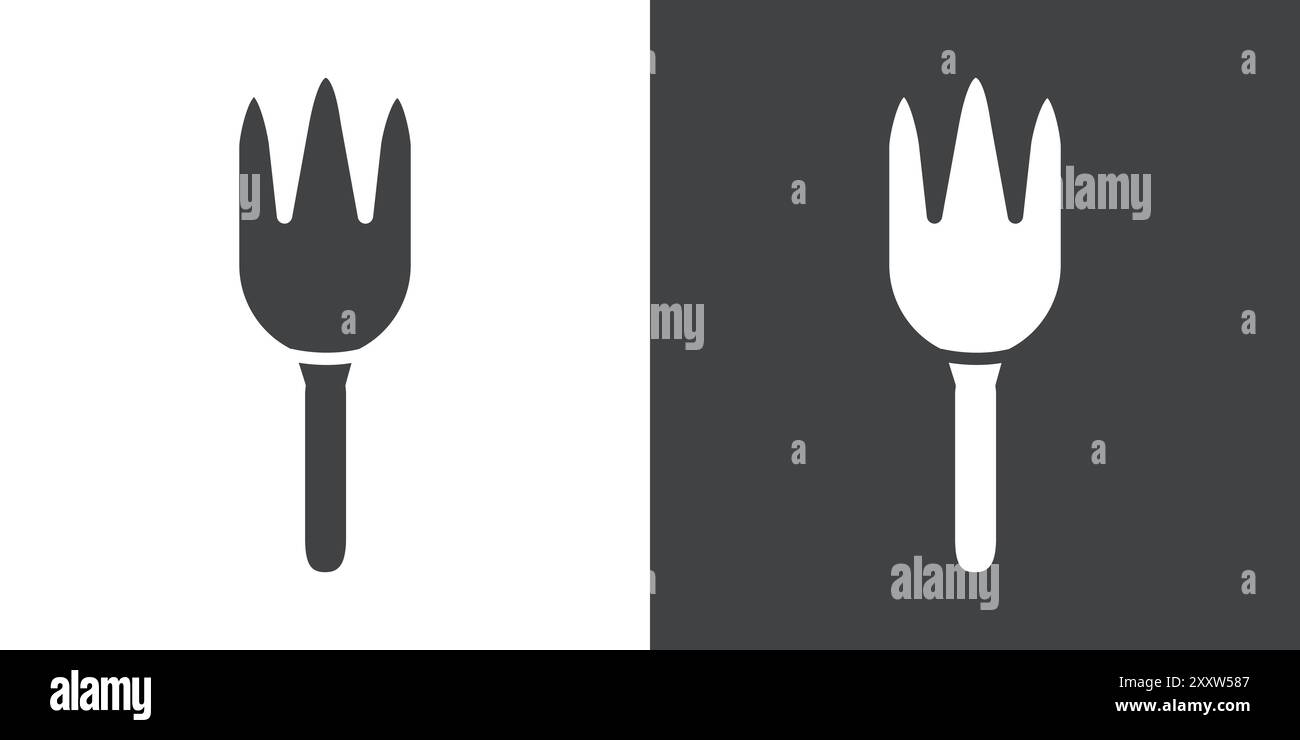 Garden fork icon Flat set in black and white color outline vector Stock ...