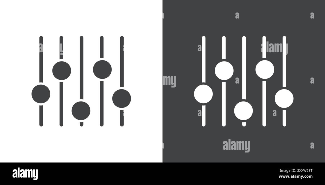 control panel icon Flat set in black and white color outline vector ...