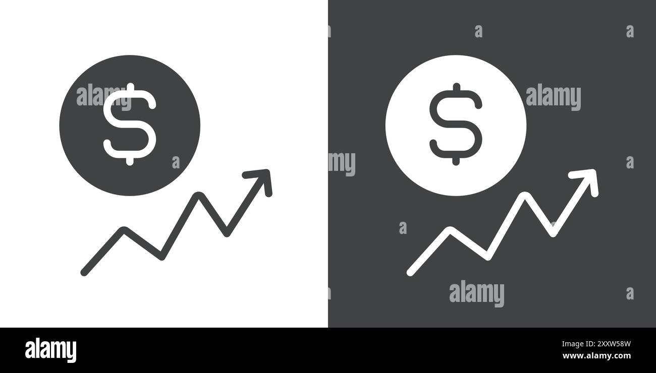 Forex stock market icon Flat set in black and white color outline ...