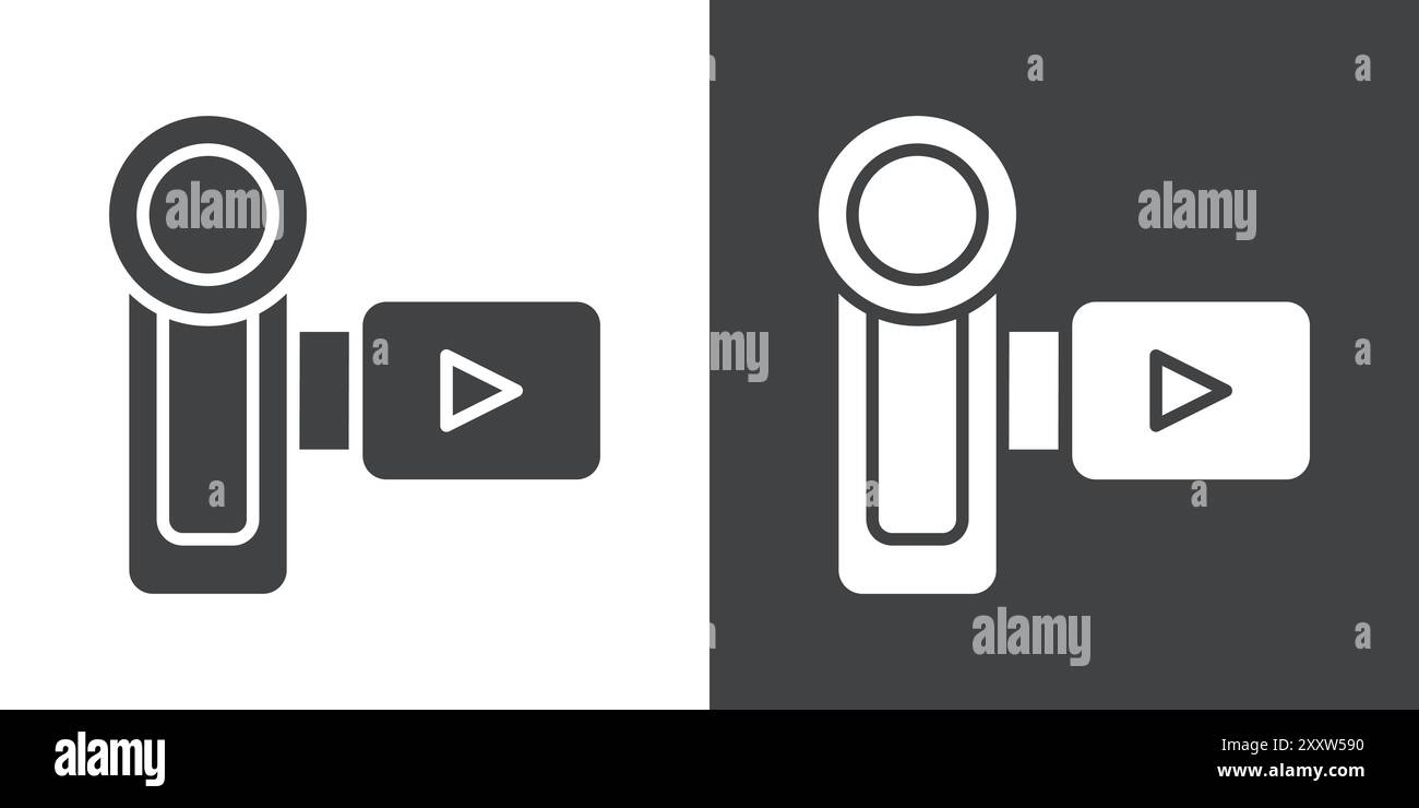 Handy Cam Icon Flat set in black and white color outline vector Stock ...