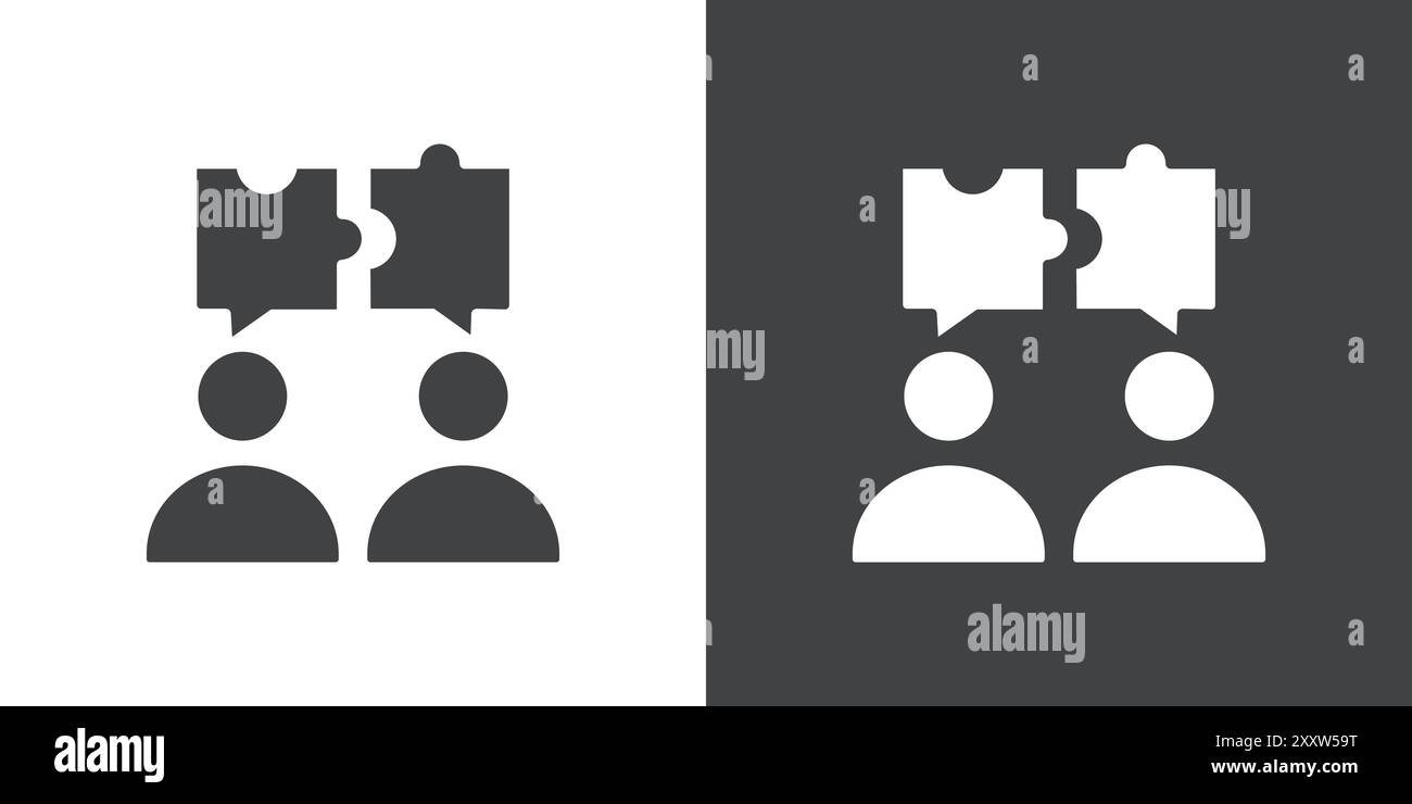 collaboration icon Flat set in black and white color outline vector ...