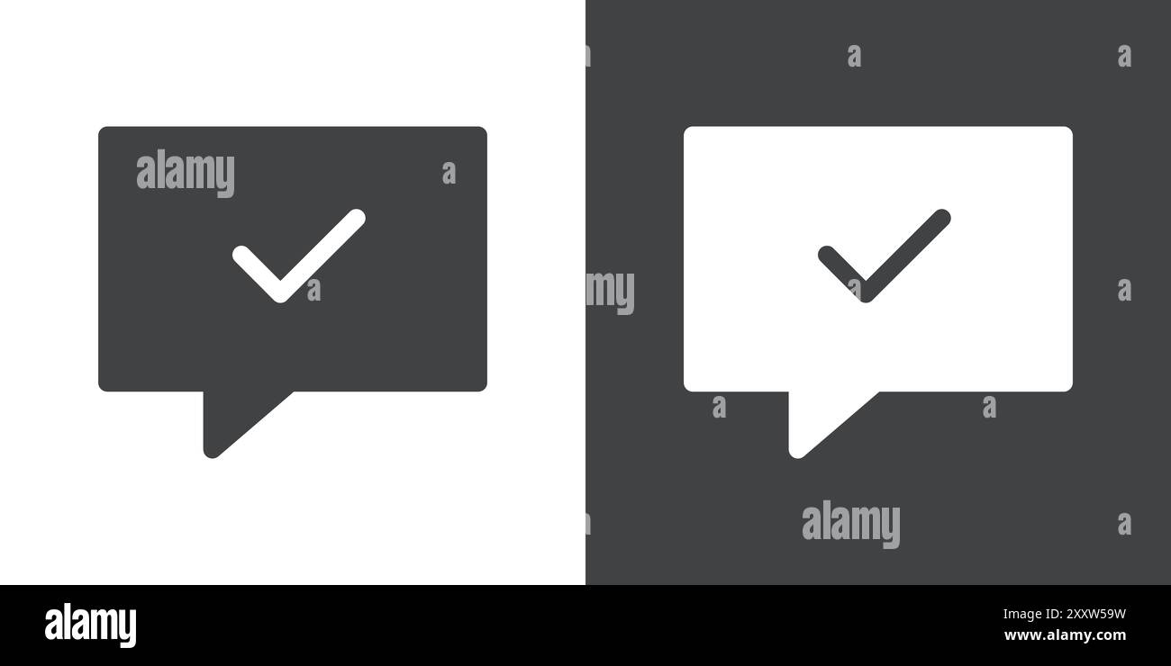 check message icon Flat set in black and white color outline vector ...