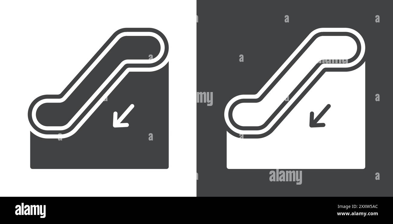 Escalator down icon Flat set in black and white color outline vector Stock Vector Image & Art ...