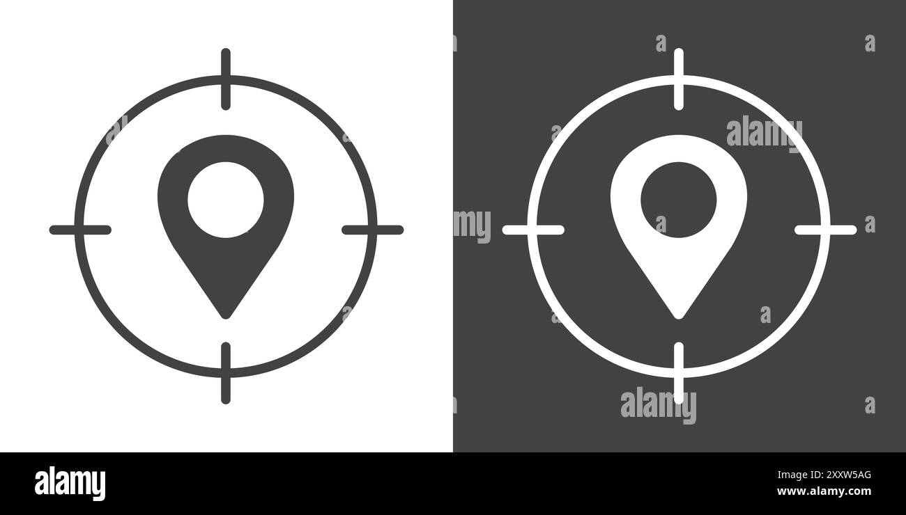 Geo Targeting icon Flat set in black and white color outline vector Stock Vector Image & Art - Alamy