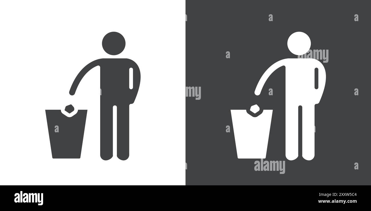 Do not litter icon Flat set in black and white color outline vector ...
