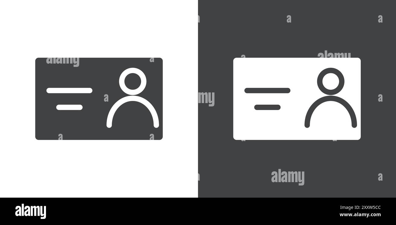 Employee id card icon Flat set in black and white color outline vector ...