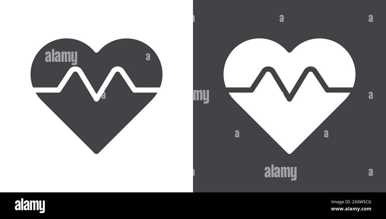 heart rate icon Flat set in black and white color outline vector Stock ...