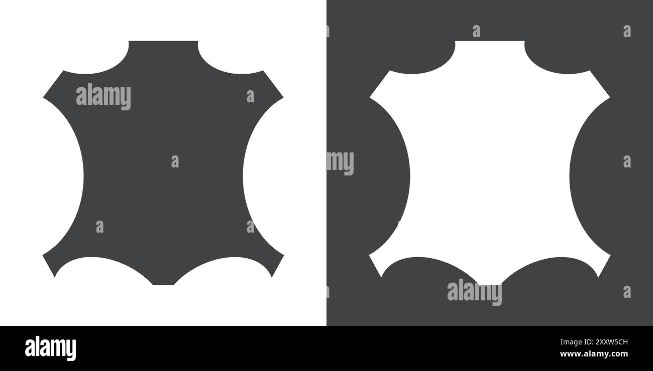 Leather Icon Flat set in black and white color outline vector Stock ...
