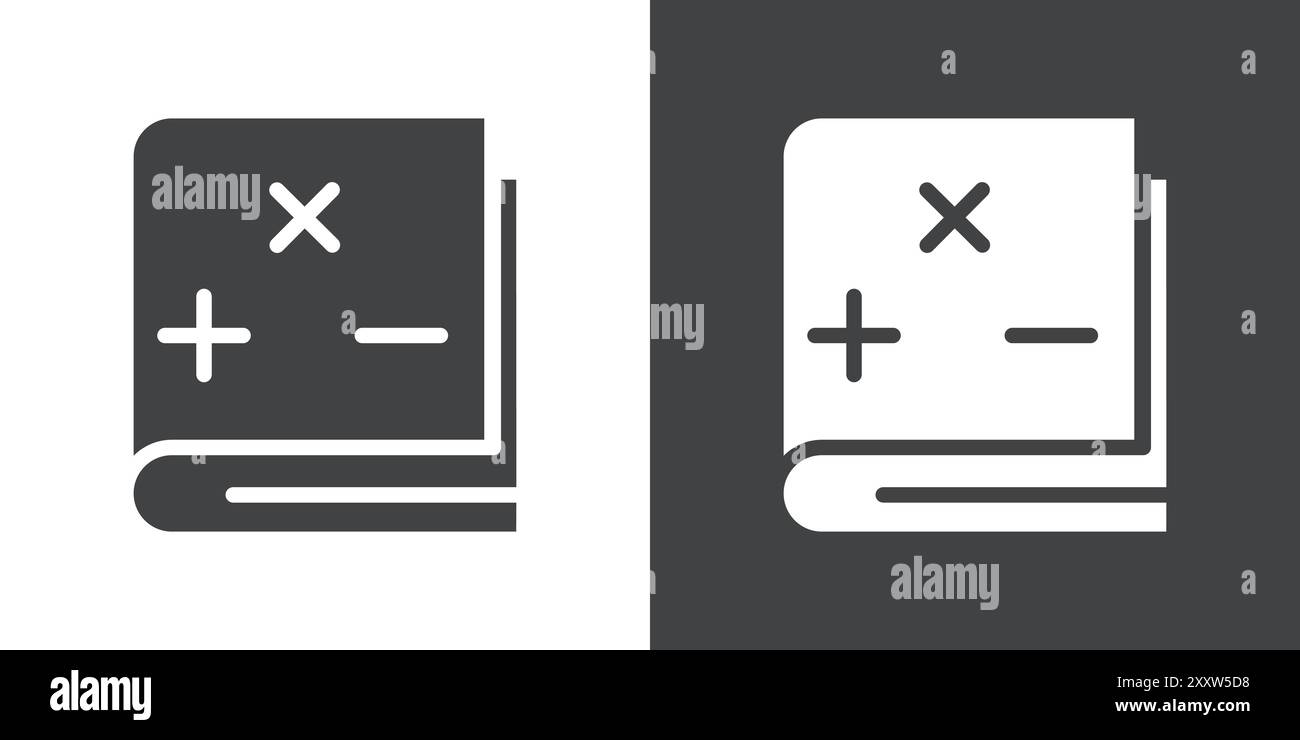 Maths book icon Flat set in black and white color outline vector Stock ...