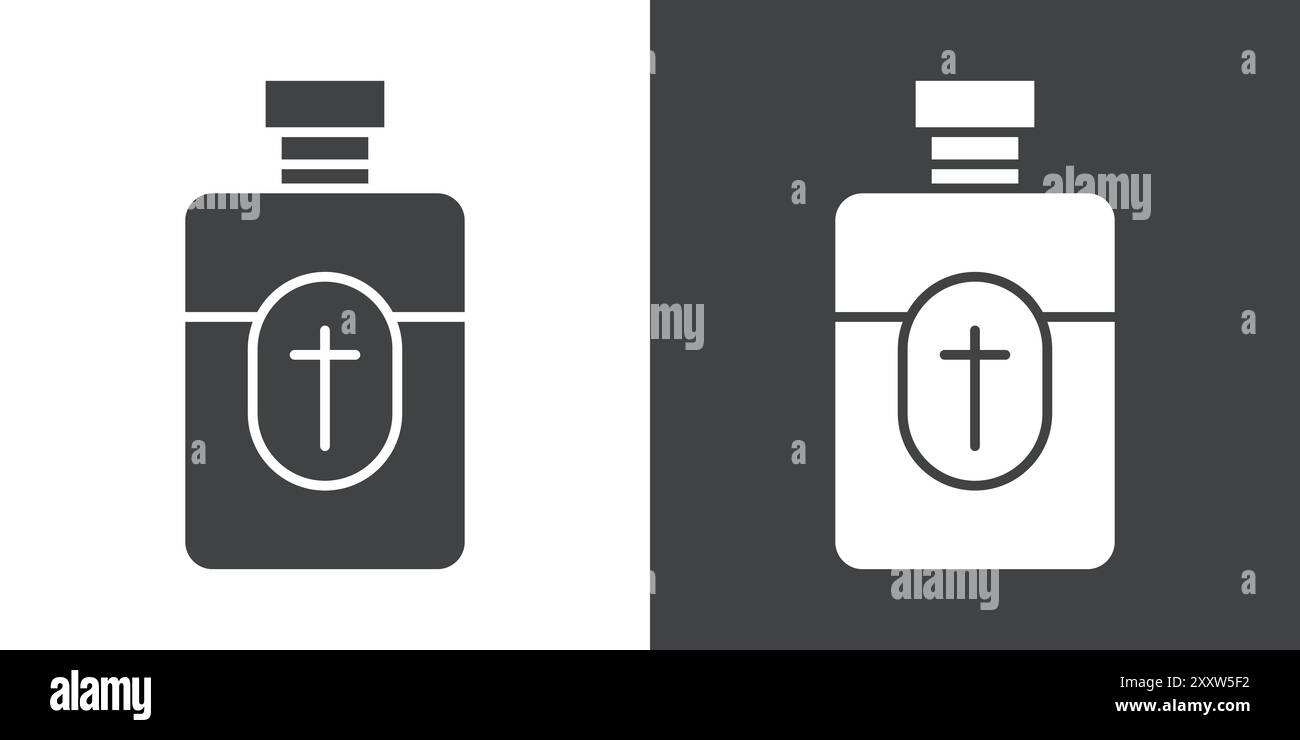 holy water bottle icon Flat set in black and white color outline vector ...