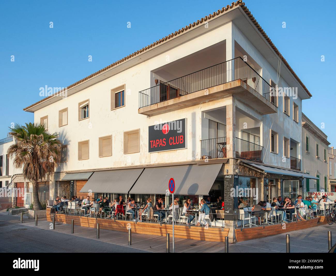 Seafront cafe bar, Portixol, Playa de Palma, Balearic islands, Majorca ...