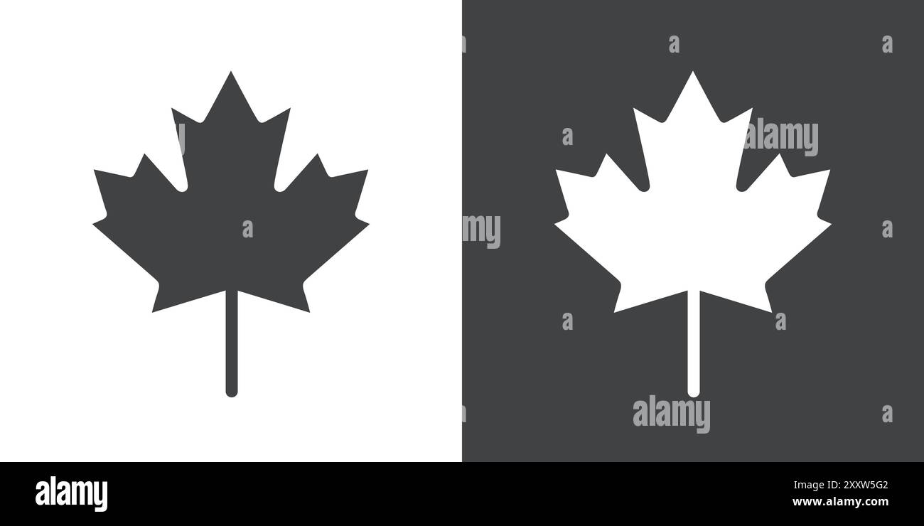 Maple leaf icon Flat set in black and white color outline vector Stock Vector Image & Art - Alamy