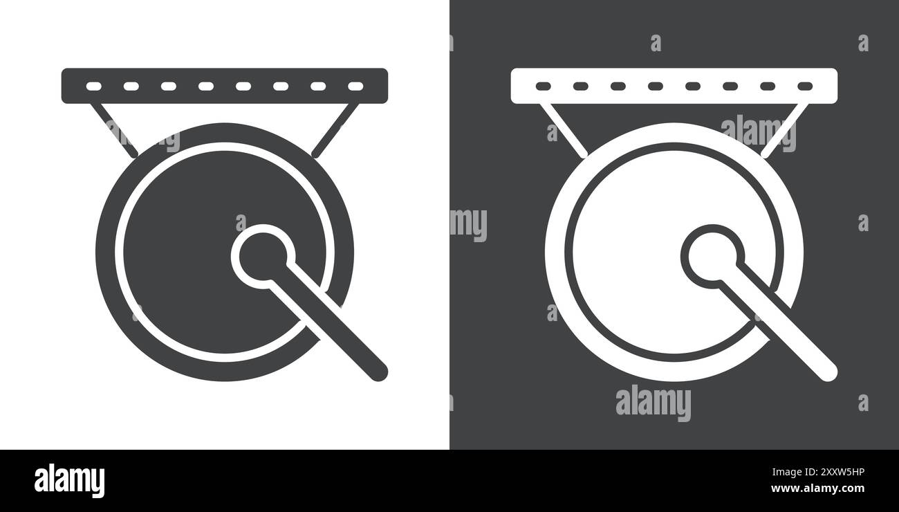 gong icon Flat set in black and white color outline vector Stock Vector ...