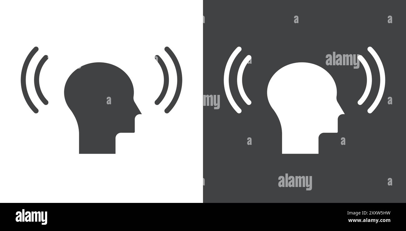 Mind awareness icon Flat set in black and white color outline vector ...