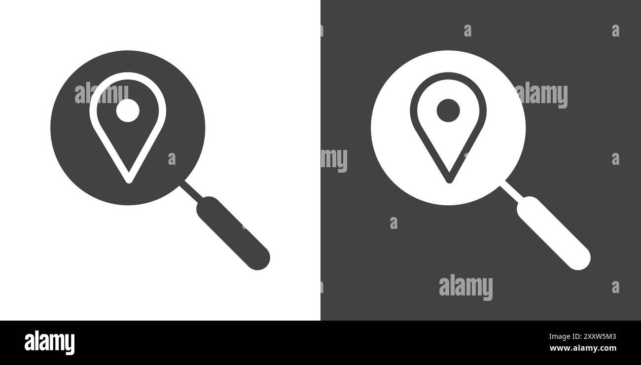 Location search icon Flat set in black and white color outline vector ...