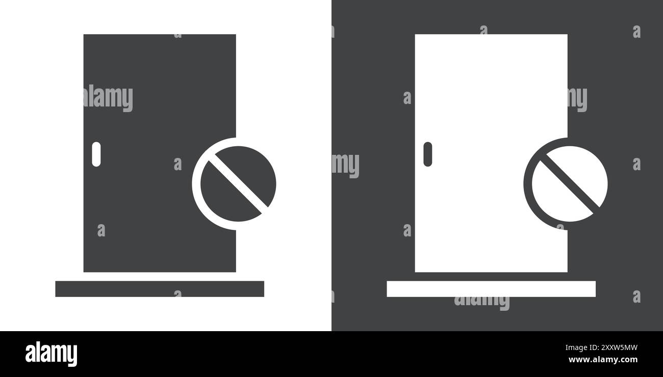No entry icon Flat set in black and white color outline vector Stock ...