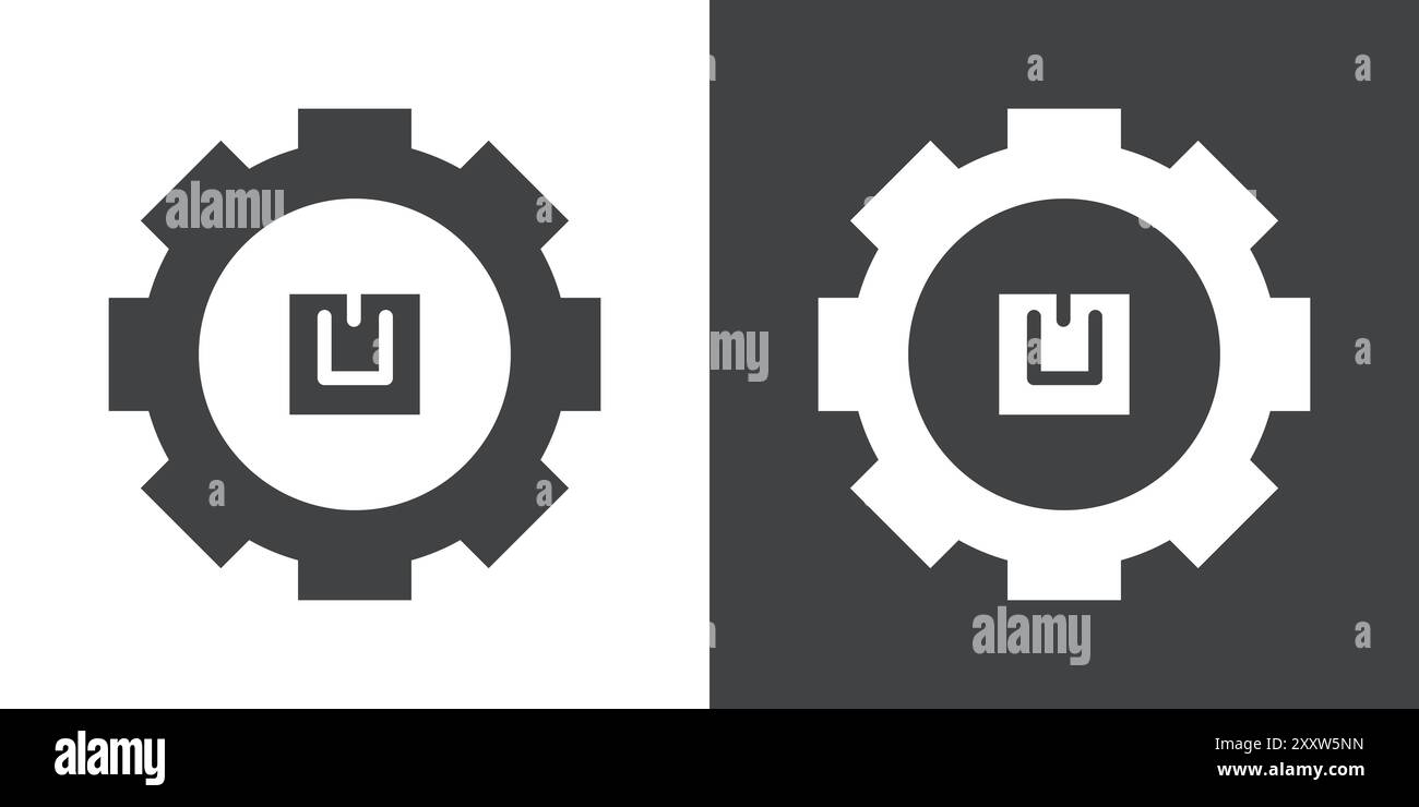 logistics management icon Flat set in black and white color outline ...