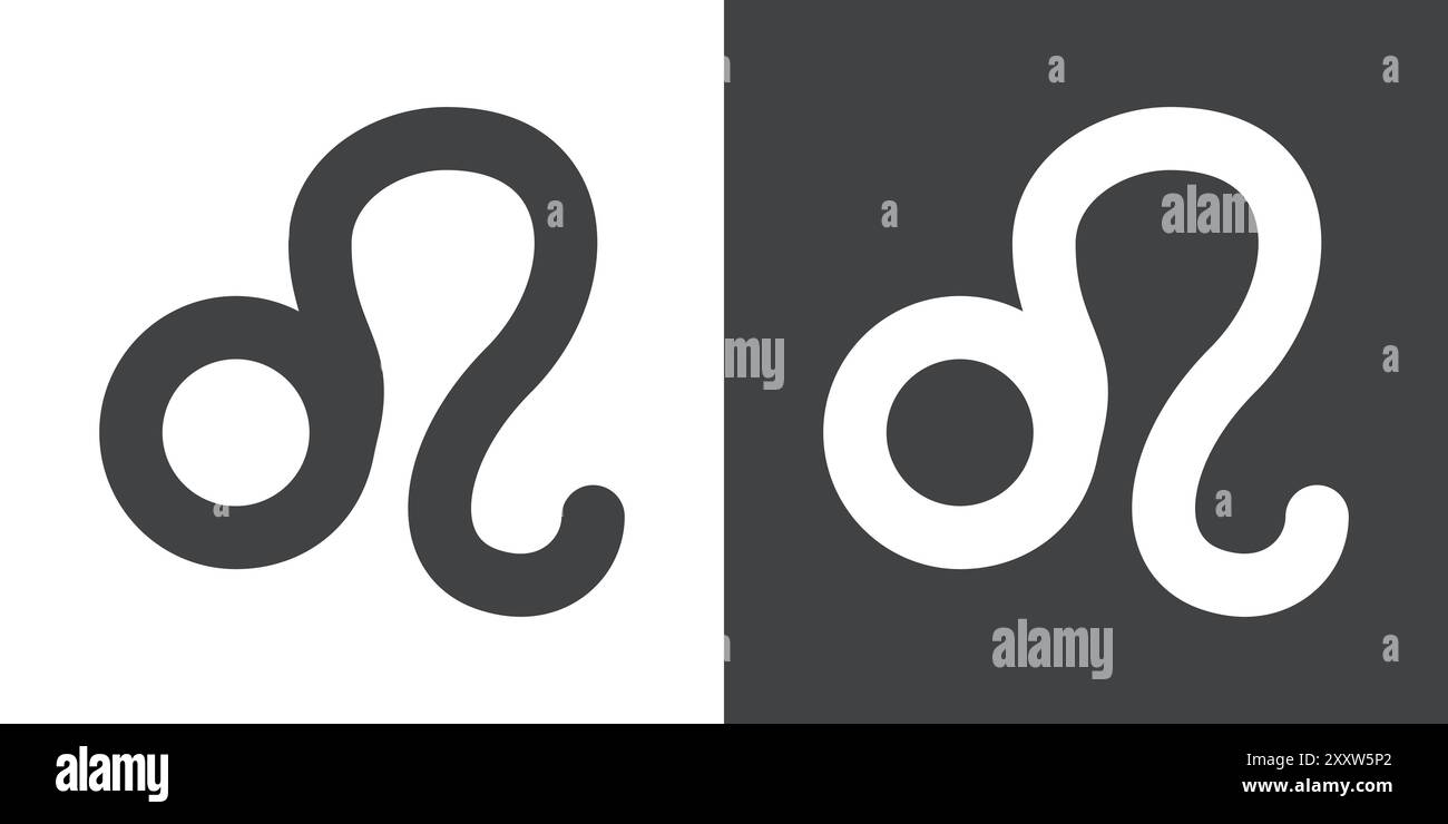 Leo zodiac sign icon Flat set in black and white color outline vector ...